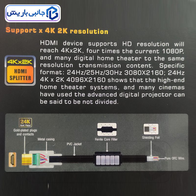 قیمت و خرید کابل HDMI پی نت مدل Gold 4K طول 3 متر | جانبی باریش